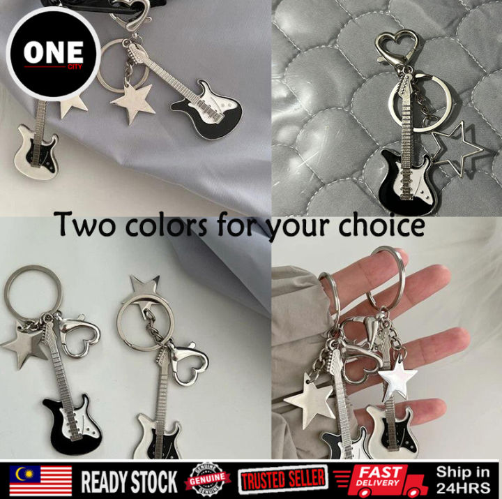 onecity.Y2K guitar five-pointed star plus star love keychain sweet and ...