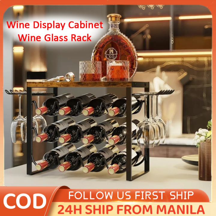 Iron Wine Rack Bar Home Countertop Ornaments 12 bottles of Removable ...