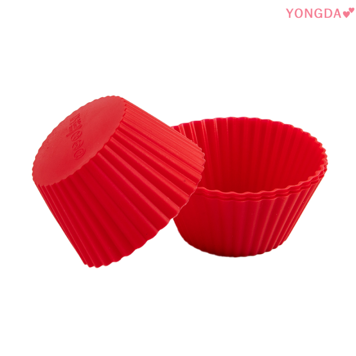 YONGDA💕 ถ้วยเค้กซิลิโคน4ชิ้นแม่พิมพ์ถ้วยอบเค้กมัฟฟินกลมเครื่องมือทำเค้ก ...