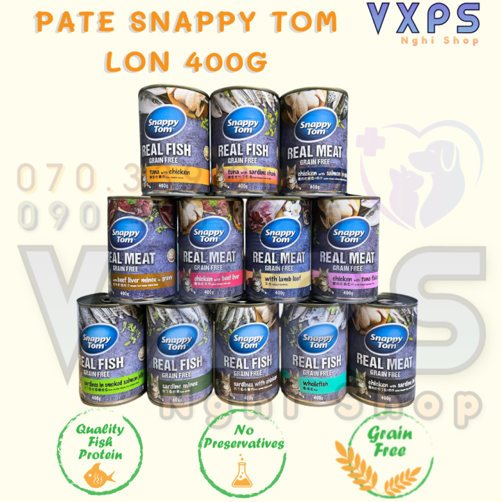 [KHÔNG NHÃN - NO LABEL] Pate Cho Mèo Snappy Tom Real Fish (Lon 400g ...