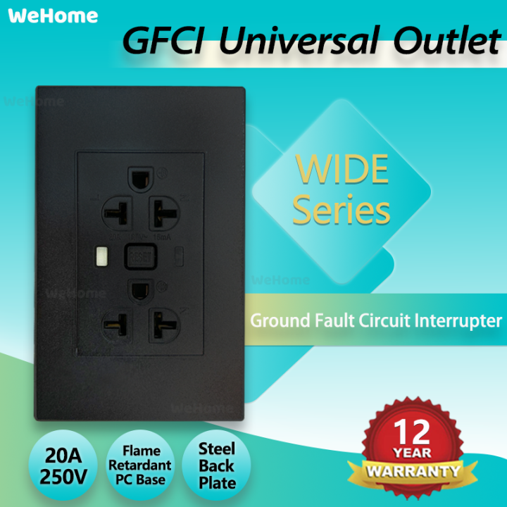WeHome 2-Gang GFCI Duplex Safety Outlet 20A 110-250V Tamper-Resistant ...