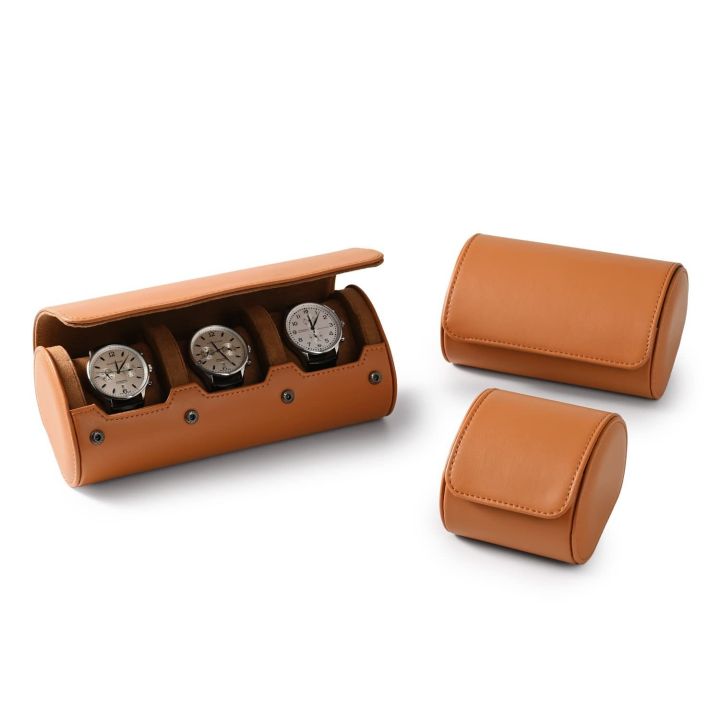 1/2/3 Slots Cylindrical Watch Case, Watch Roll Travel Box Vintage Watch ...