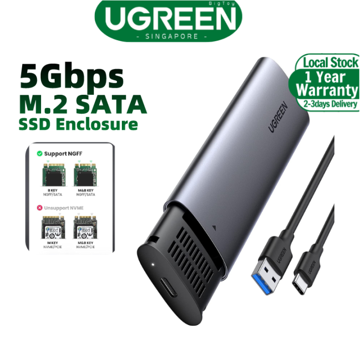 UGREEN M2 SSD Case NVME/SATA External Hard Drive Case SSD Caddy M.2 SSD ...