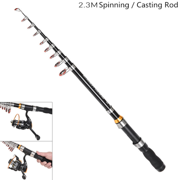 Portable Mini Telescopic Fishing Rods 1.0m/1.5m/2.1m/2.3m Glass Fiber ...