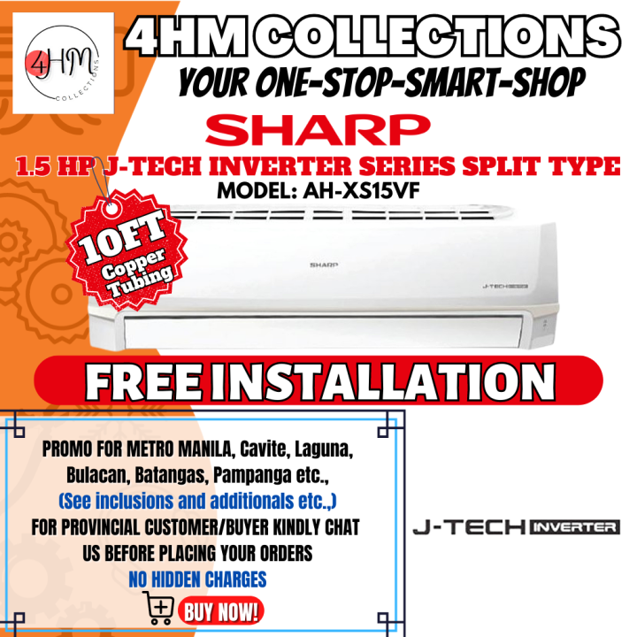 4HMC SHARP Aircon 1.5 HP Wall Mounted Split Type J-Tech Inverter MODEL ...