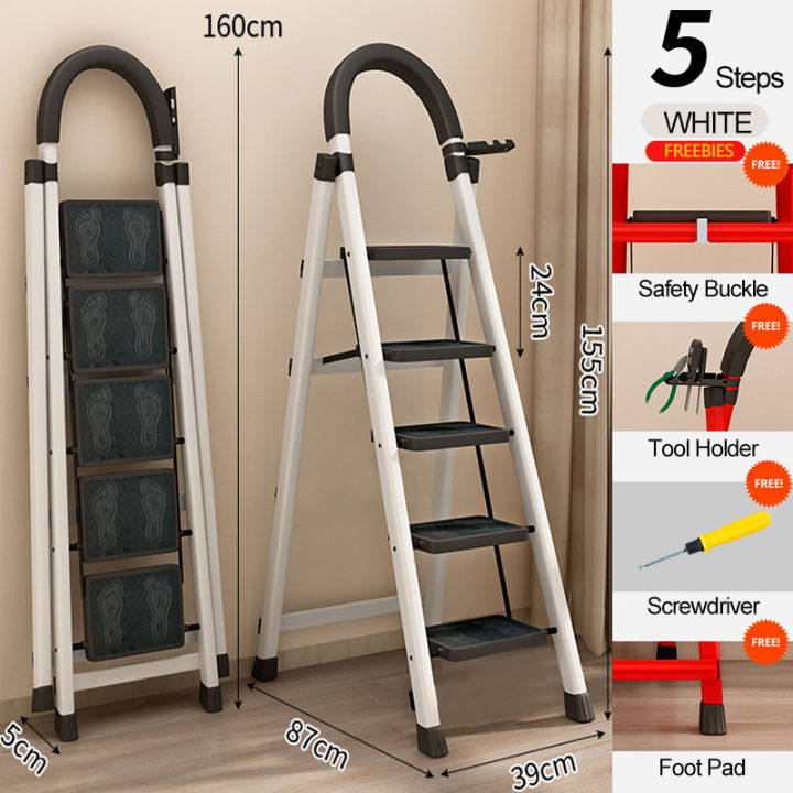 Ladder Metal Folding Ladder Household Steel Ladder Stepping Foldable Portable Ladder 3 4 5 6 ...