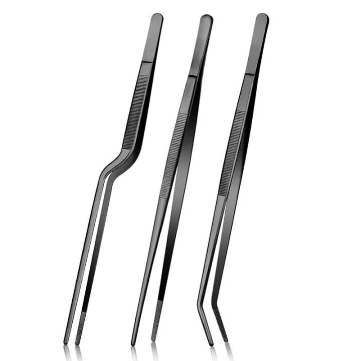 3Pcs Cooking Tweezers Tongs With Serrated Tips, Stainless Steel Chef ...