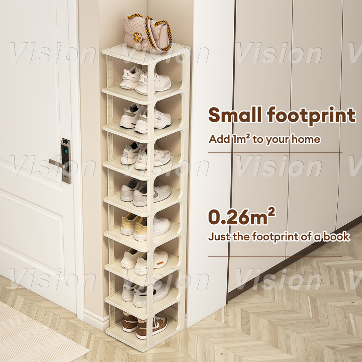 VISION Multi-Layer Plastic Shoe Rack - Stackable Dustproof Shoe Cabine ...