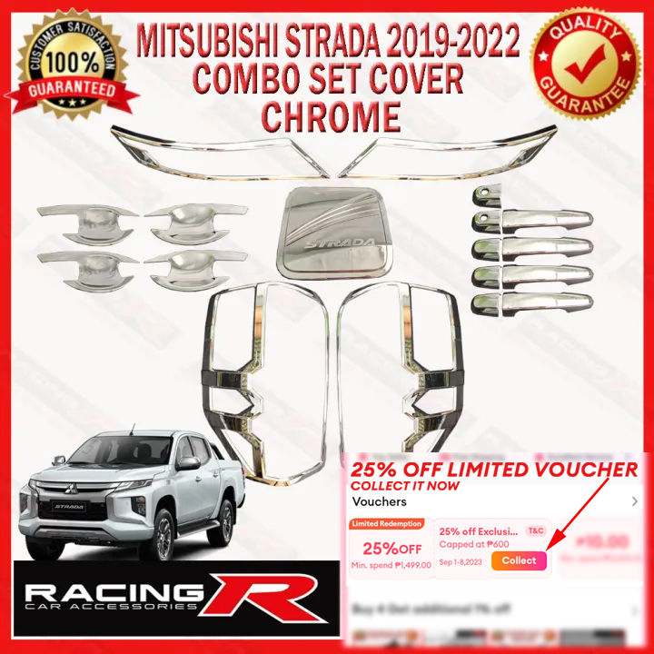 Mitsubishi Strada GLX 2019 to 2023 Combo Set Garnish Cover Chrome 2020 ...