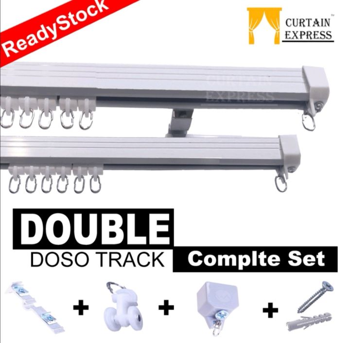 Double Doso Curtain Rail Complete Set /Aluminium Rail Set Lengkap /Doso ...