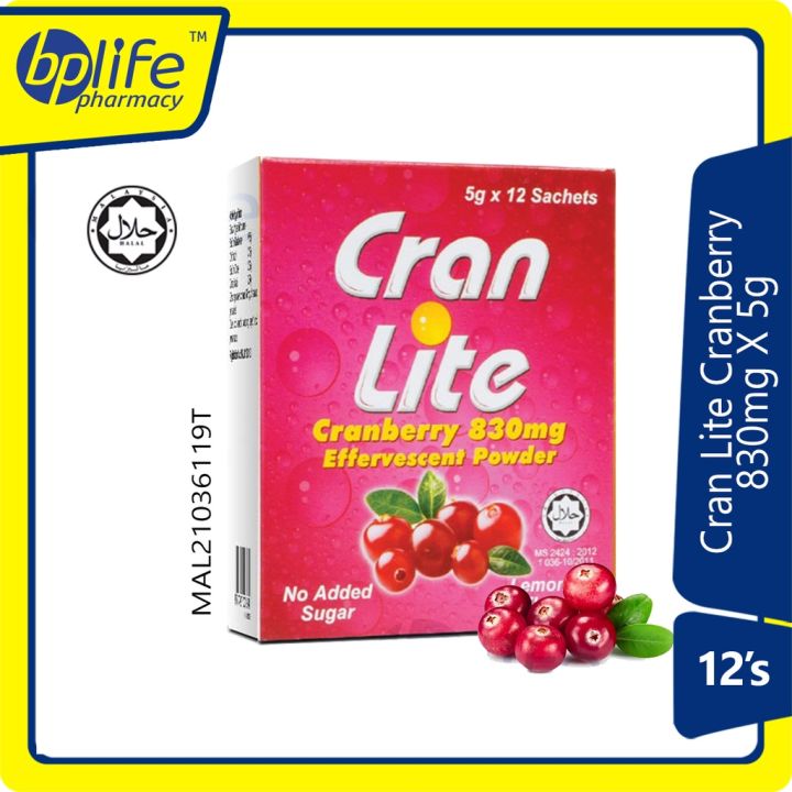 Cran Lite Cranberry 830mg Effervescent Powder 5g x 12 Sachets | Lazada