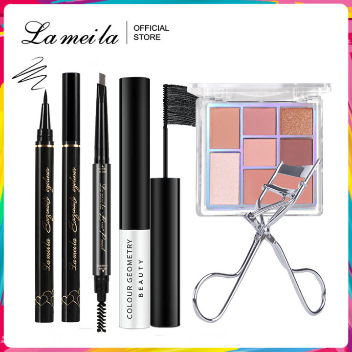 Lameila 5-piece Eye Makeup Set (7 Eyeshadow + Eyebrow Pencil + Eyeliner ...