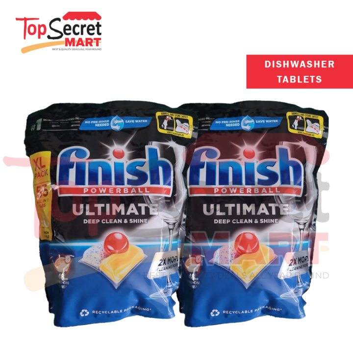 Finish PowerBall Ultimate Deep Clean & Shine Lemon 55 Tabs Dishwasher ...