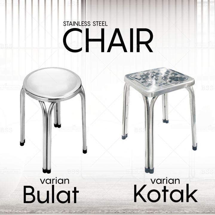 Bangku Kursi stainless baso bulat stainless steel 47cm murah | Lazada ...