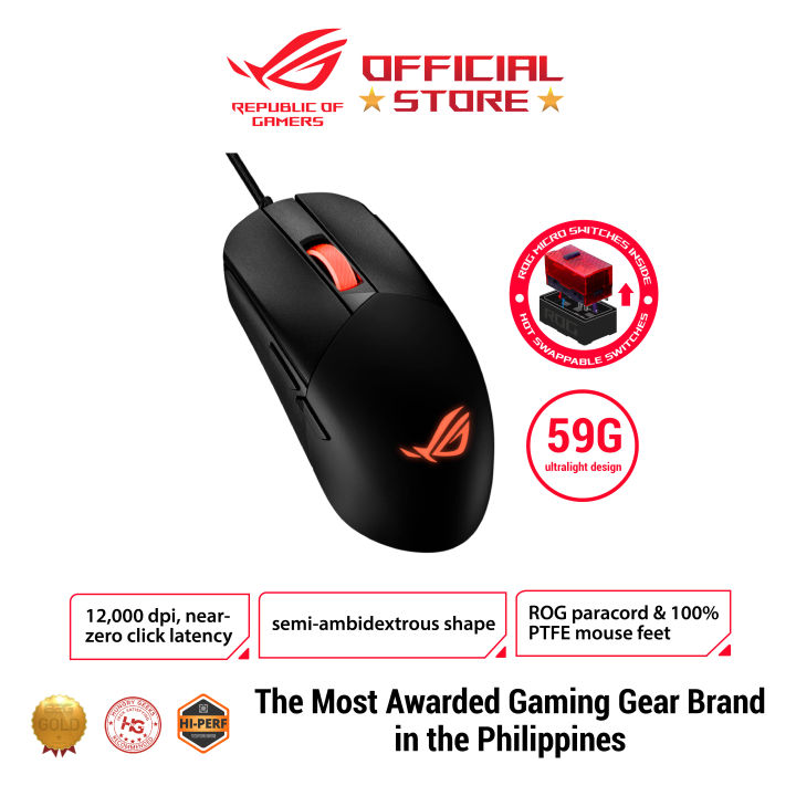 Asus ROG Strix Impact III Gaming Mouse, Semi-Ambidextrous, Wired ...