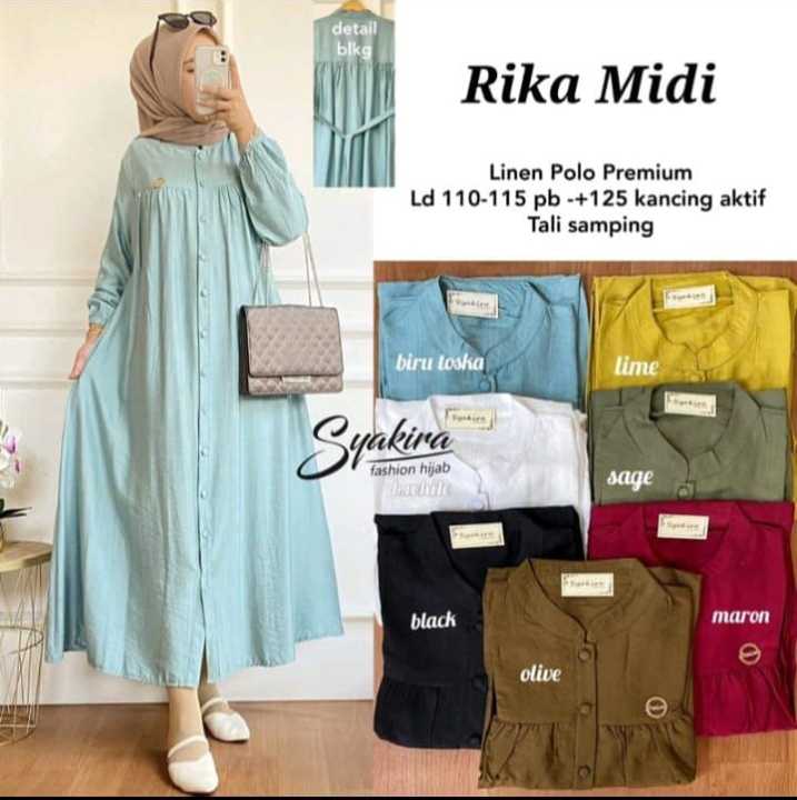 RIKA Midi Dress Polo Linen Busui Ukuran Jumbo LD 120 dress jondangan terbaru 2024 | Lazada Indonesia