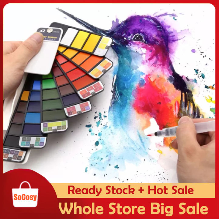Superior 18/25Color Solid Watercolor Set Collapsible Water Color Paint Water Brush Creative ...