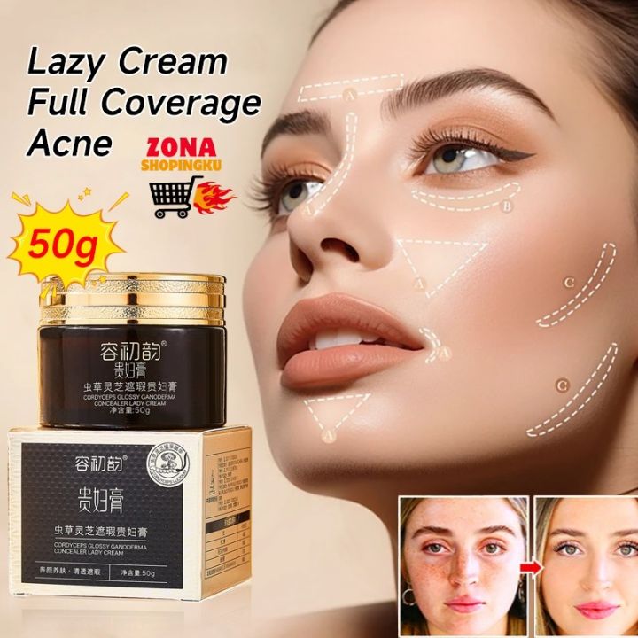 Lazy Cream Full Coverage Acne Concealer 50g Matte Foundation Concealer Oil Control Bb Cream ...
