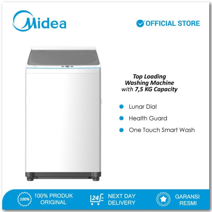 Midea Top Load Washing Machine 7.5kg - MA100W75 - One Touch Smart Wash ...