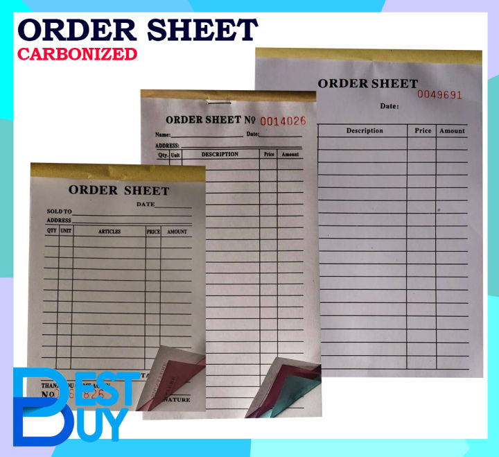 Carbonized ORDER SHEET RECEIPT 2 ply / 3 ply portrait | Lazada PH