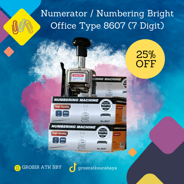 NUMBERING MACHINE 7 DIGIT / NUMERATOR BRIGHT OFFICE (7 DIGITS) TYPE ...
