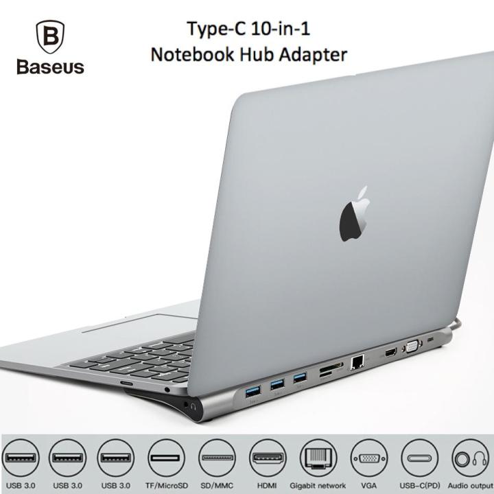 BASEUS Type C Notebook Hub Adapter 10 in 1 Multiport USB-C Enjoyment ...