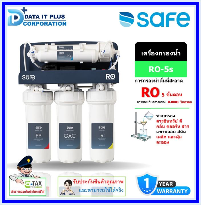 SAFE เครื่องกรองน้ำดื่มเซฟ 5 ขั้นตอน ระบบ RO รุ่น SURE RO-5S | Lazada.co.th