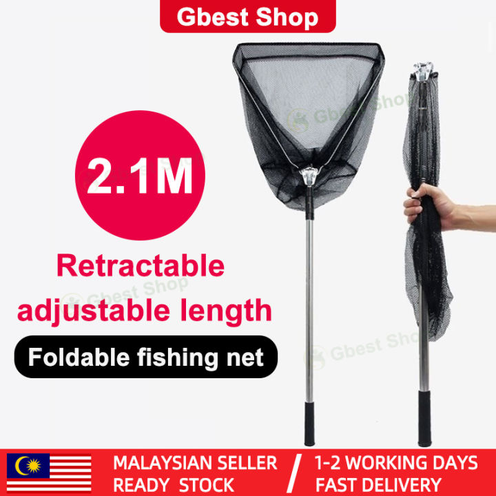 Gbest 210Cm Aluminum Alloy Retractable Fishing Net Telescoping Foldable ...