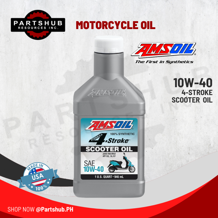 AMSOIL-0007 10W-40 4-STROKE SYNTHETIC SCOOTER OIL, 1 QUART | Lazada PH