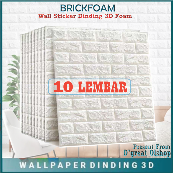 10 LEMBAR!! PROMO Wallpaper 3D Modern Foam Batu Bata Wall Sticker ...