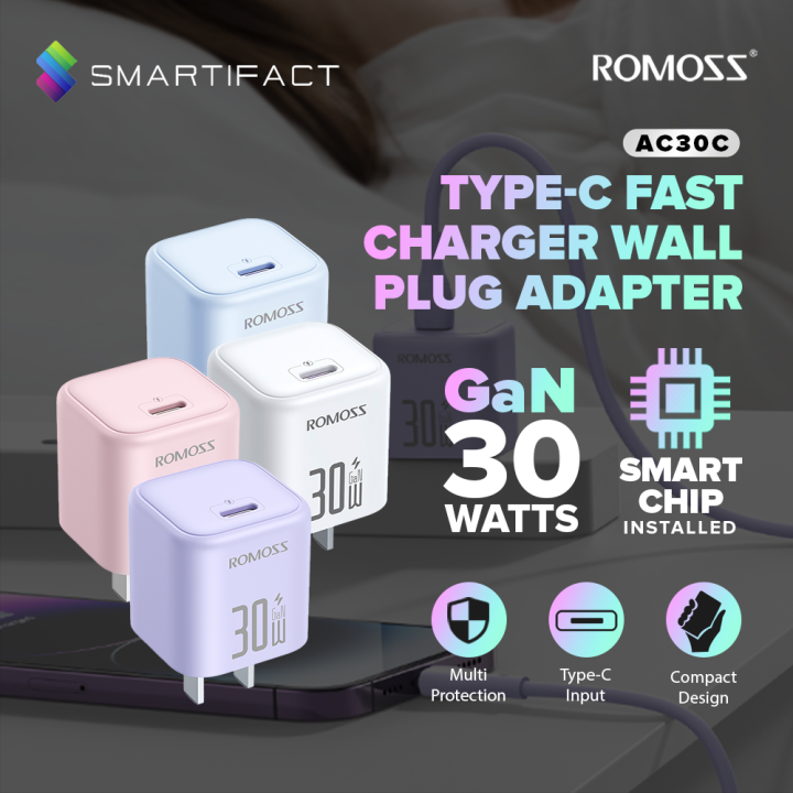 Romoss AC30C 30W GAN USB-C Fast Charging Charger Adapter Macaron Color ...