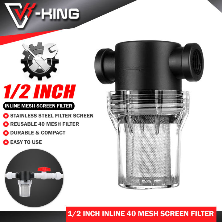 V-KING 1/2" ~ 3/4" Inline Mesh Strainer Water Pump Filter Screen for ...