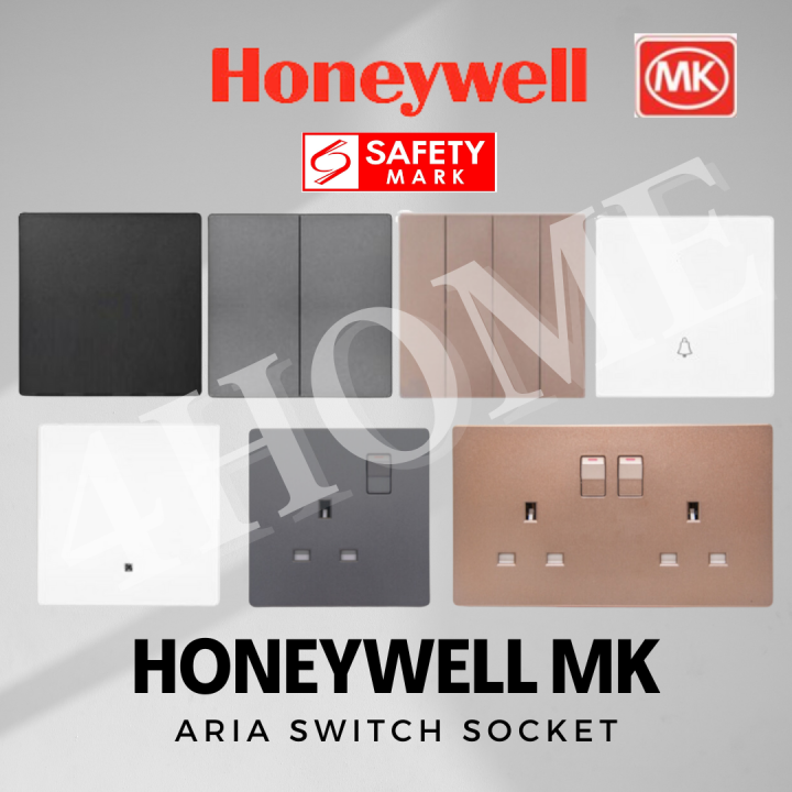 Honeywell MK Aria Switch and Socket Black White Grey Rose Gold GSE ...