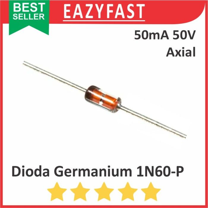 Dioda Germanium 1N60 P 1N60P Kaca Glass Diode Axial RF Signal 5mA 50V ...