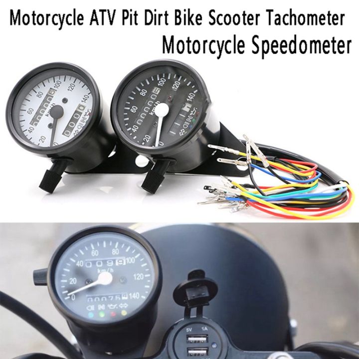 12V Motorcycle Speedometer Odometer Gauge Dual Speed Meter LED ...