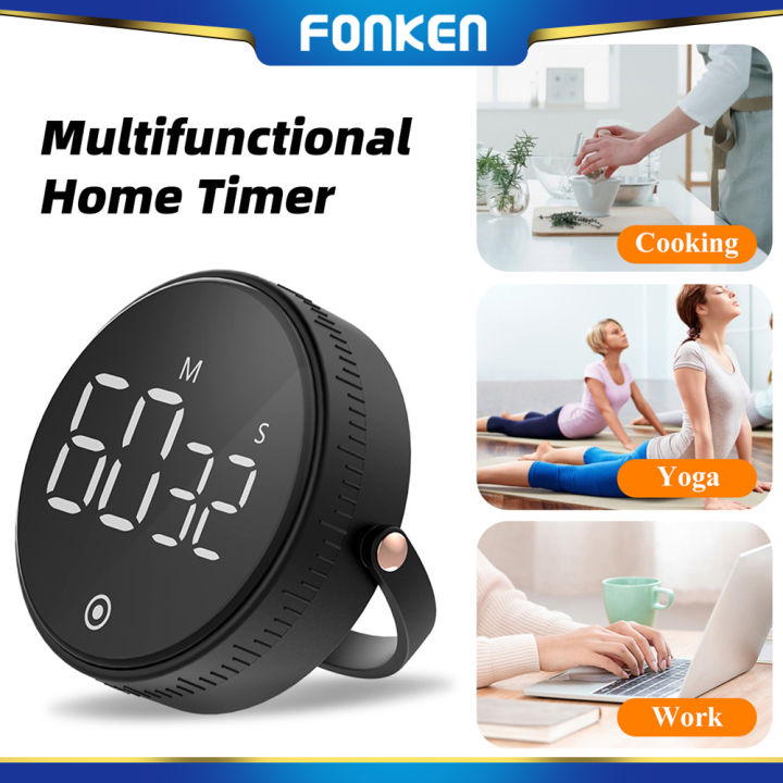 FONKEN Kitchen Timer LED Digital Magnetic Timer Manual Rotary Countdown ...