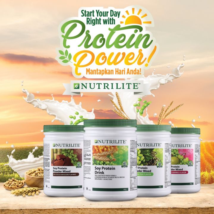 Amway Nutrilite Soy Protein / Mixed Berry / Green Tea / Chocolate Drink ...