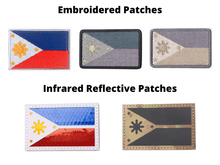 Philippines Flag Patch Embroidered and Infrared Reflective sew on Patch Velcro for Backpack ...