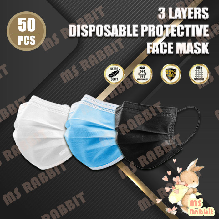 50pcs Face Mask Disposable Earloop 3ply Adult Face Masks | Civilian ...