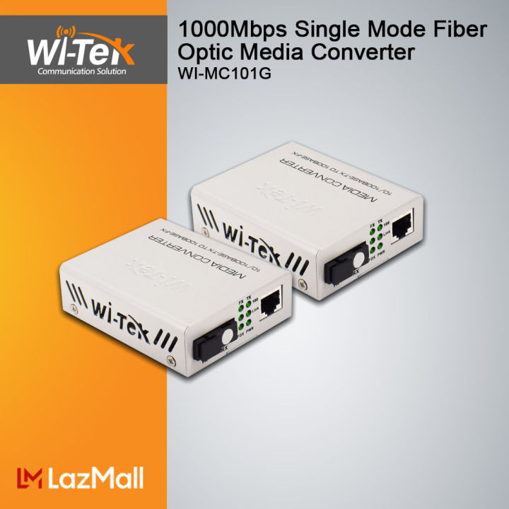 Wi-Tek WI-MC101G Gigabit Single Mode Fiber Optic Media Converter | Gigabit Single-mode Fiber ...