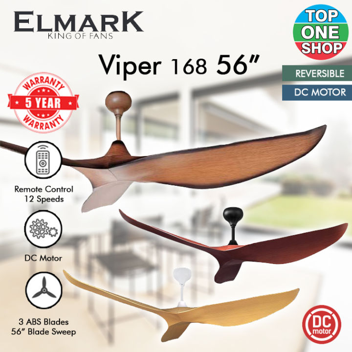 ELMARK VIPER 168 DC Motor 56 Inches 3 ABS Blade Remote Control Modern ...