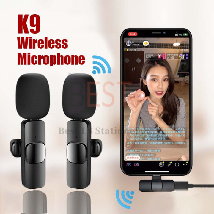 K9 Lavalier Microphone Wireless Lapel Microphone Lavalier Mic Vlogging for Microphone Live ...