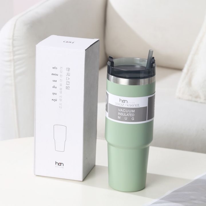 HAN เก็บความเย็น แก้วน้ำ 30oz/20oz แก้วเก็บความเย็น แก้วน้ำสแตนเลส แก้วน้ำ 890ml แก้วสแตนเลส ...