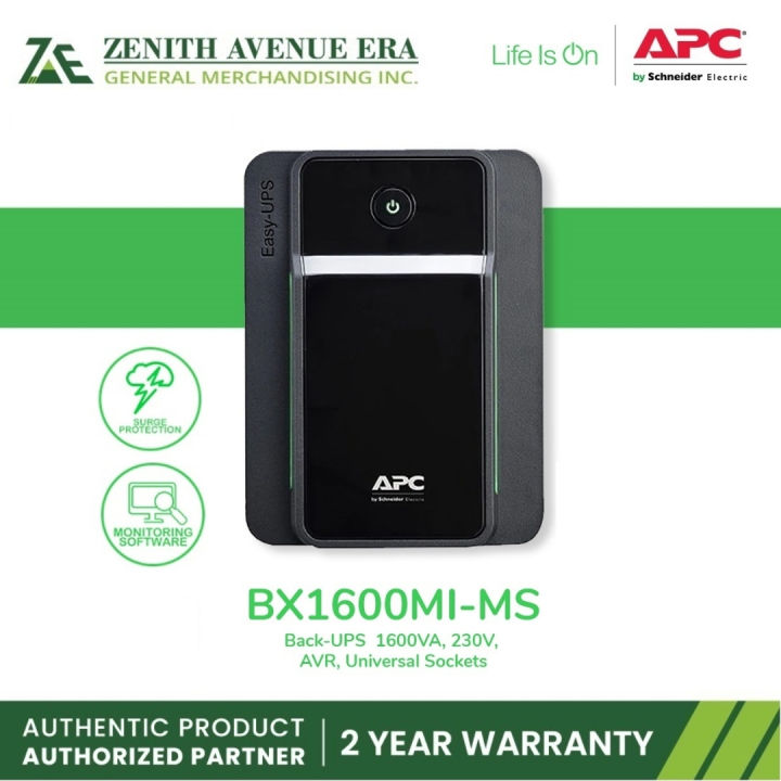 APC Back-UPS (BX1600MI-MS) 1600VA/900W, 230V, AVR, Universal Sockets ...