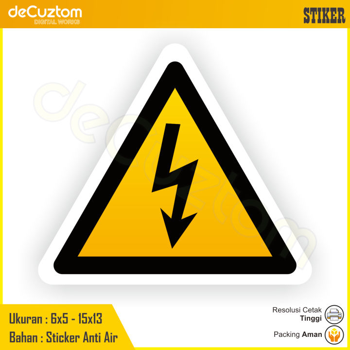 Stiker Peringatan Panel Listrik Segitiga Tegangan Tinggi Sticker Rambu ...