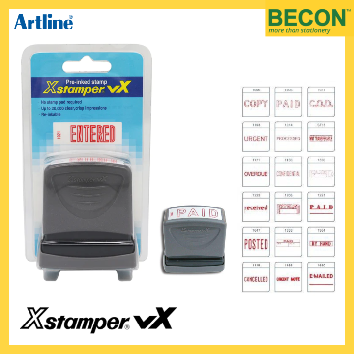 Artline X Stamper Pre-Ink Stamp Ink RED ( Assorted Wording ) | Lazada