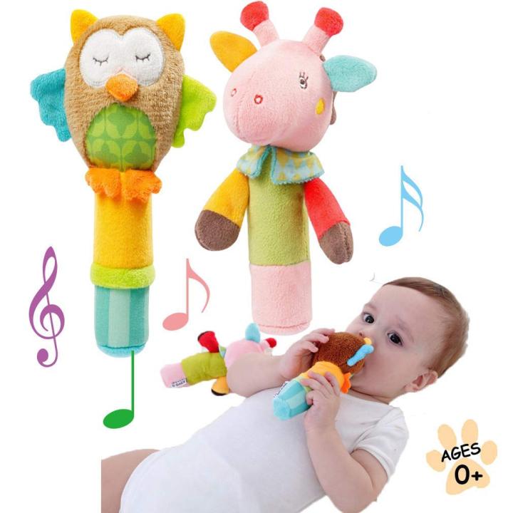 Baby Soft Squeeze Rattle Ring Bell Toys Plush Animal Hand Wrist Foot ...