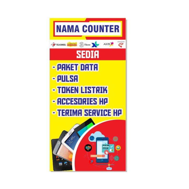 Spanduk Banner konter Hp 50 x 100 cm (Portrait). | Lazada Indonesia