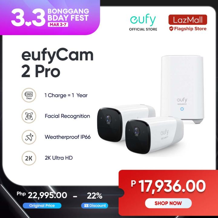 eufy by Anker eufyCam 2 Pro, Wireless Home Security Camera System, CCTV Camera, Long Battery ...
