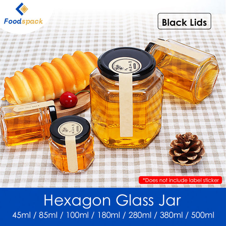 (10PCS) Hexagon Glass Jars with Lids, Canning Jars, Glass Spice Jars ...